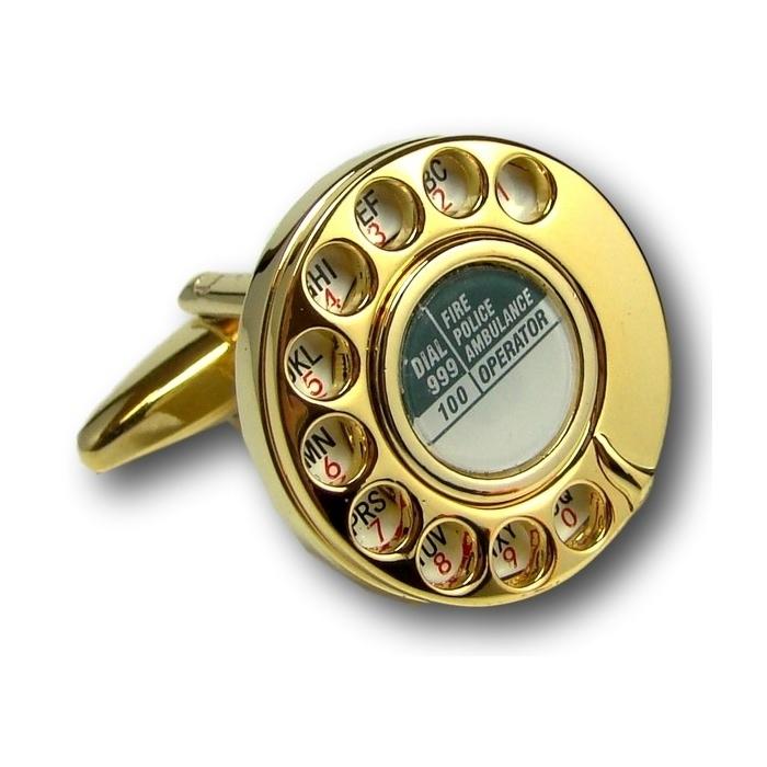 Manchetknopen Draaischijf Telefoon Goudkleurig | Manchetknopen.com